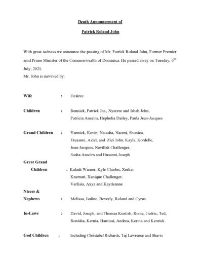 40 Printable Death Announcement Templates (& Examples)