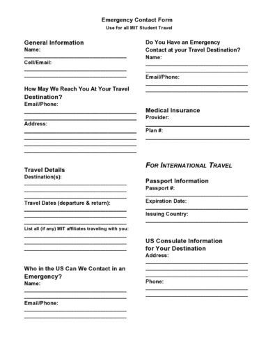 42 Printable Emergency Contact Forms (100% Free)