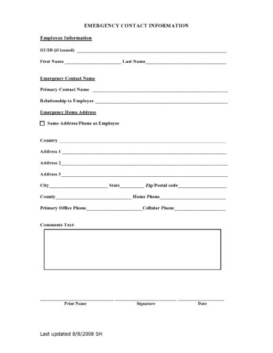 42 Printable Emergency Contact Forms (100% Free)