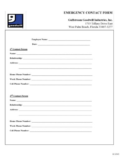42 Printable Emergency Contact Forms (100% Free)