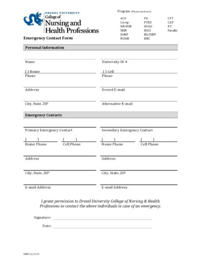 42 Printable Emergency Contact Forms (100% Free)