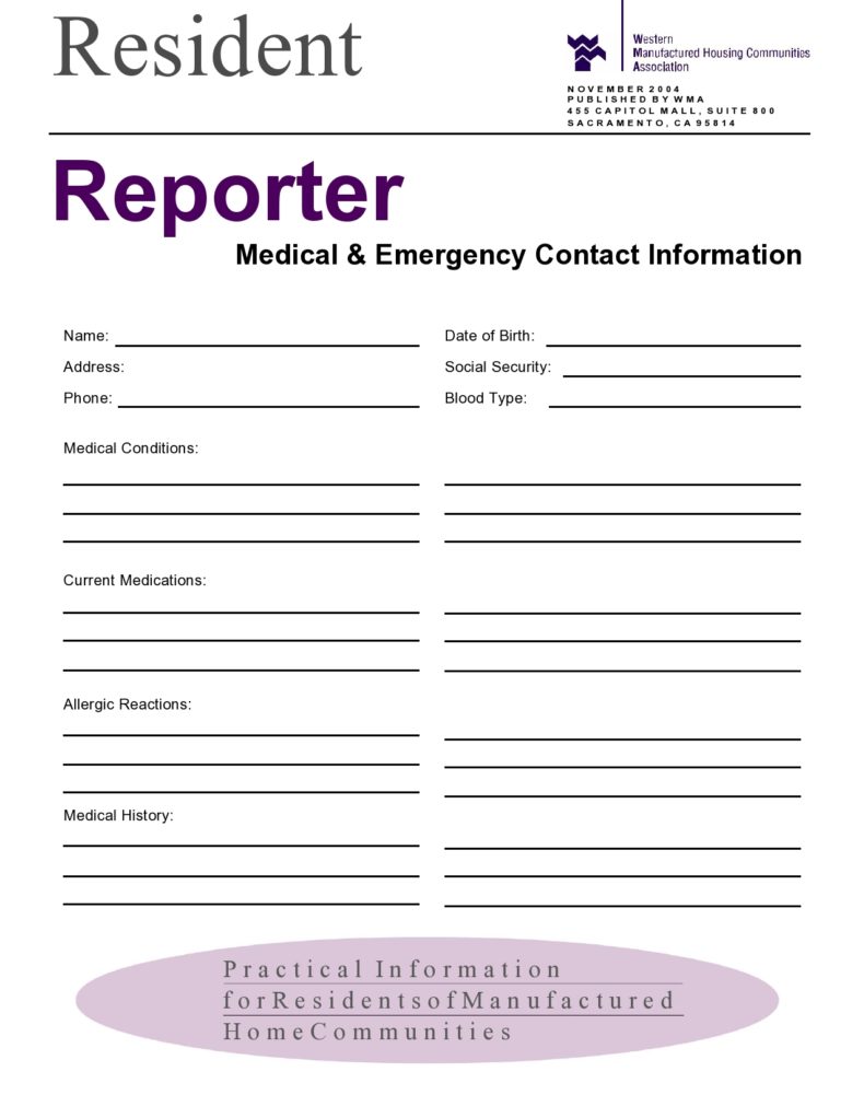42 Printable Emergency Contact Forms (100% Free)