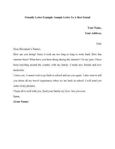 40 Best Friendly Letter Format Examples ᐅ TemplateLab