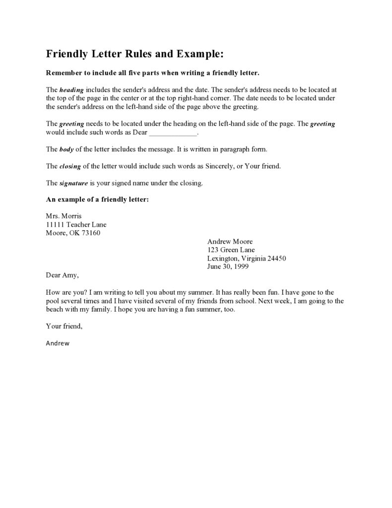 40 Best Friendly Letter Format Examples ᐅ TemplateLab