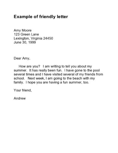 40 Best Friendly Letter Format Examples ᐅ TemplateLab