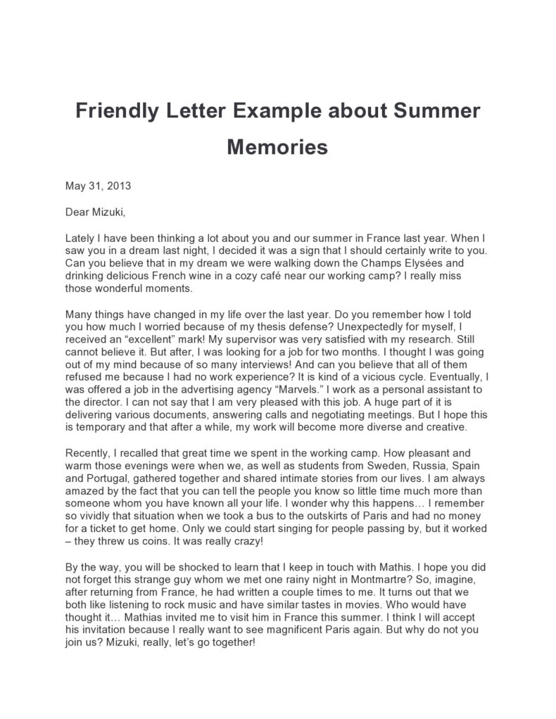40 Best Friendly Letter Format Examples ᐅ TemplateLab