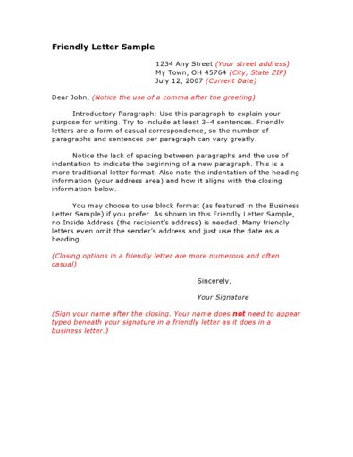 40 Best Friendly Letter Format Examples ᐅ TemplateLab