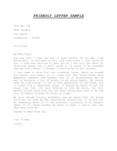 40 Best Friendly Letter Format Examples ᐅ TemplateLab