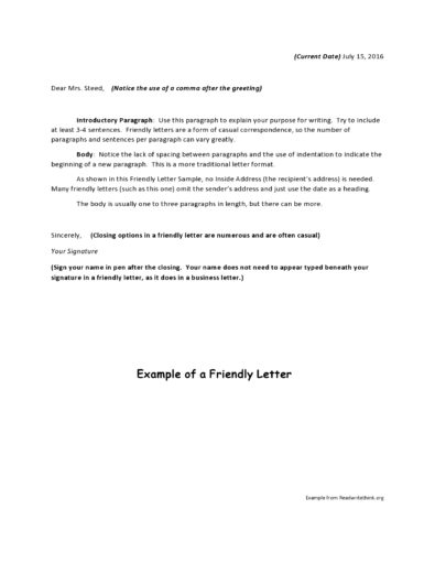 40 Best Friendly Letter Format Examples ᐅ TemplateLab