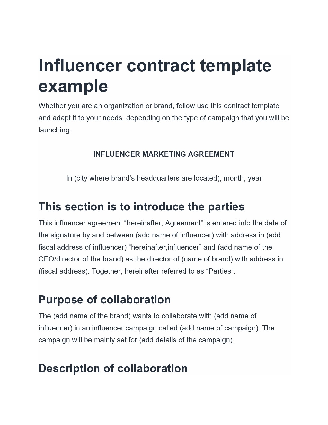 40 Influencer Contract Templates Agreements Word 40 Influencer Contract Templates Agreements Word