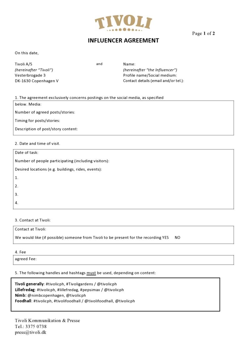 40 Influencer Contract Templates & Agreements [Word]