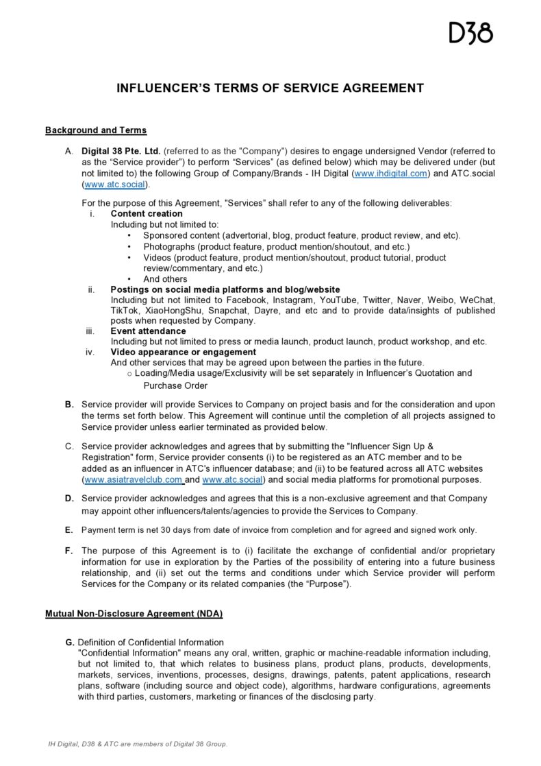 40 Influencer Contract Templates & Agreements [Word]