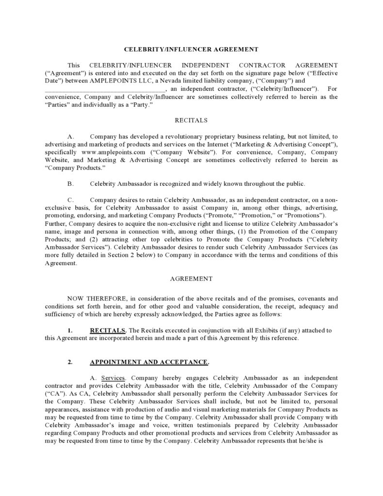 40 Influencer Contract Templates & Agreements [Word]