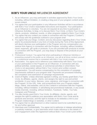 40 Influencer Contract Templates & Agreements [Word]