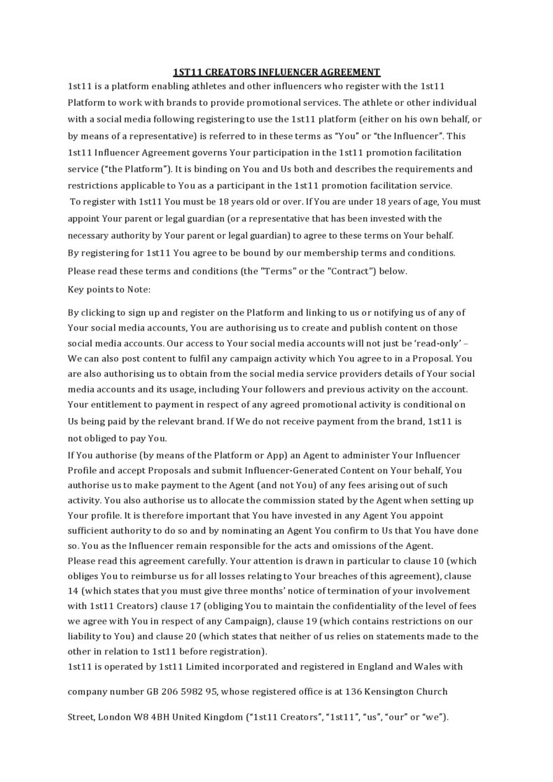 40 Influencer Contract Templates & Agreements [Word]