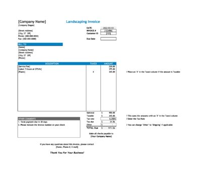 40 Printable Landscaping Invoice Templates (& Examples)