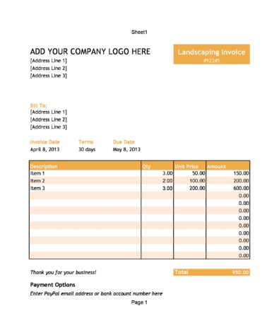 40 Printable Landscaping Invoice Templates (& Examples)