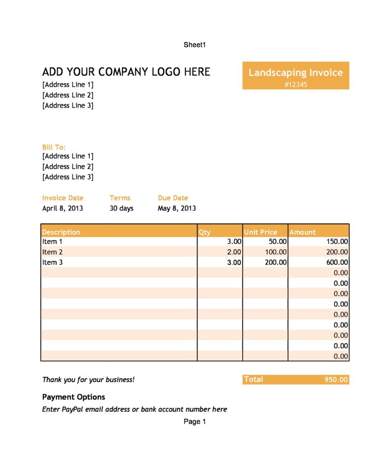 40 Printable Landscaping Invoice Templates (& Examples)