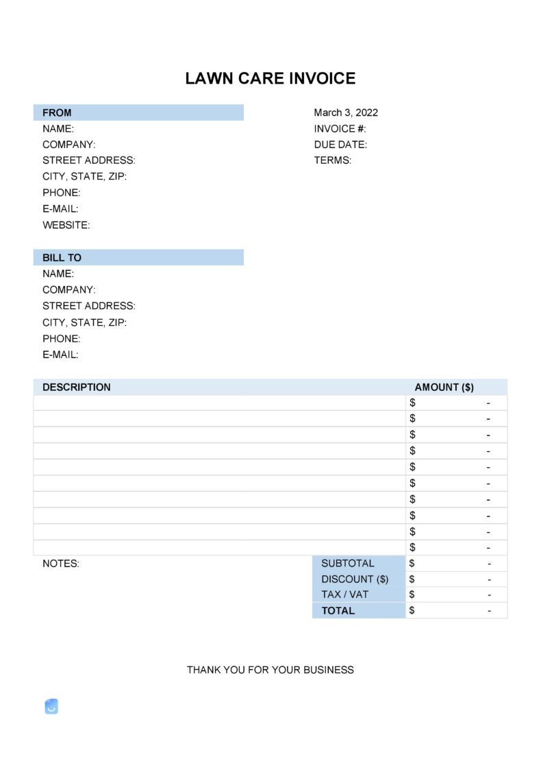 40 Printable Landscaping Invoice Templates (& Examples)