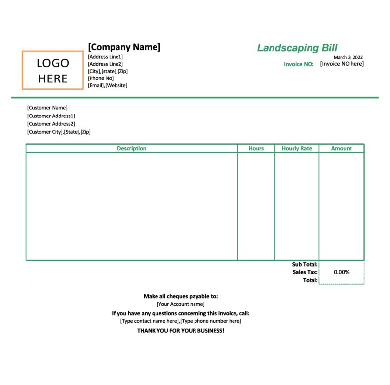 40 Printable Landscaping Invoice Templates (& Examples)