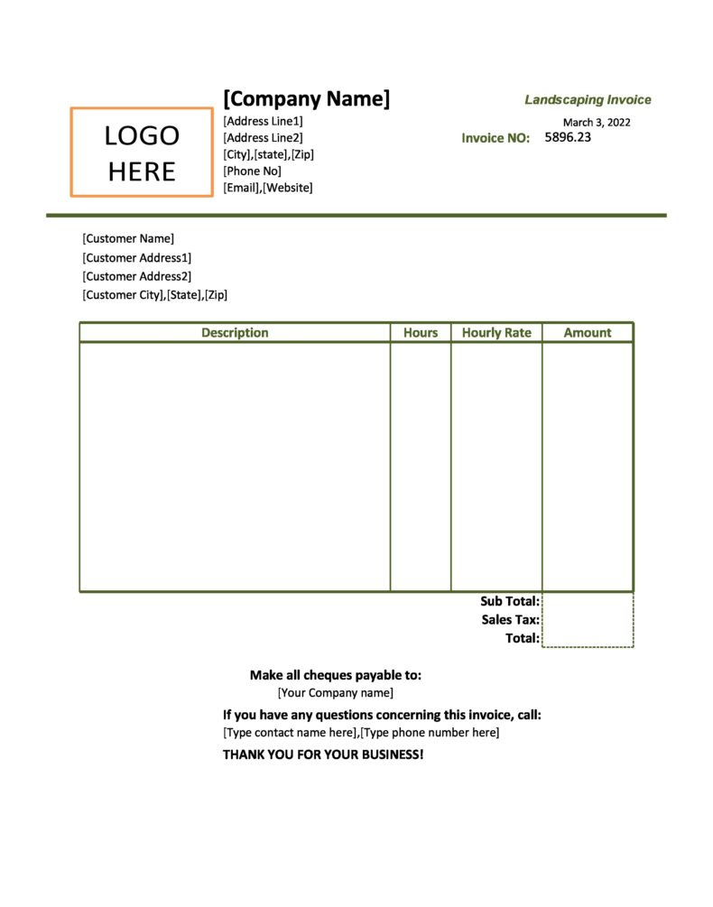 40 Printable Landscaping Invoice Templates (& Examples)