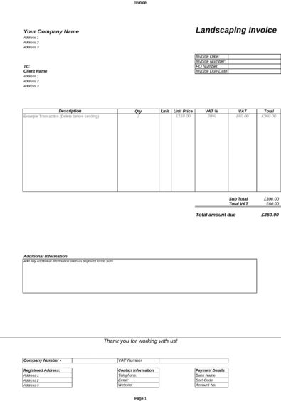 40 Printable Landscaping Invoice Templates (& Examples)