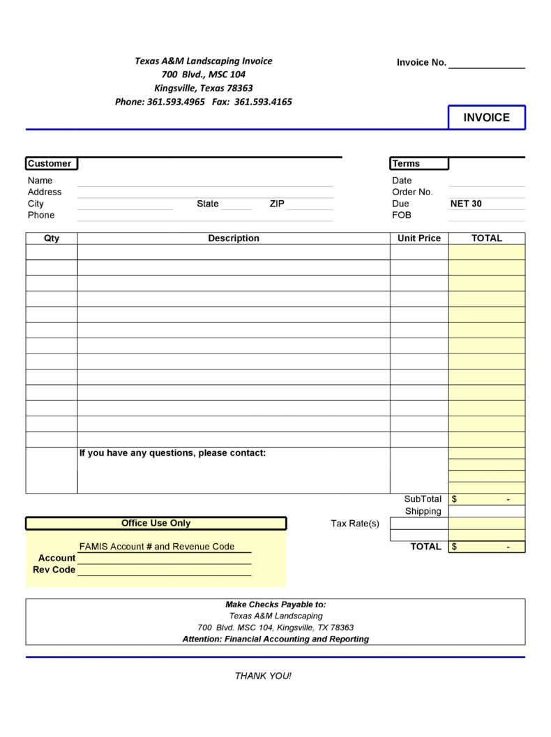 40 Printable Landscaping Invoice Templates (& Examples)