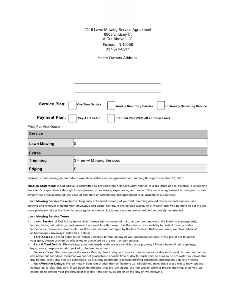 40 Professional Lawn Care Contract Templates (FREE)
