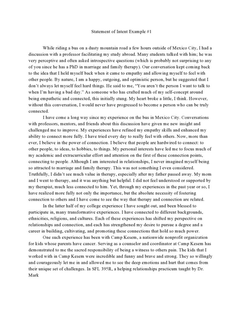 40 Best Letter of Intent for Graduate School Samples