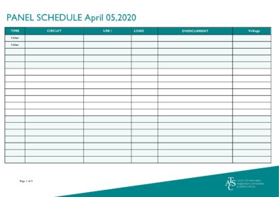 42 Fillable Panel Schedule Templates (Excel & Word) ᐅ TemplateLab