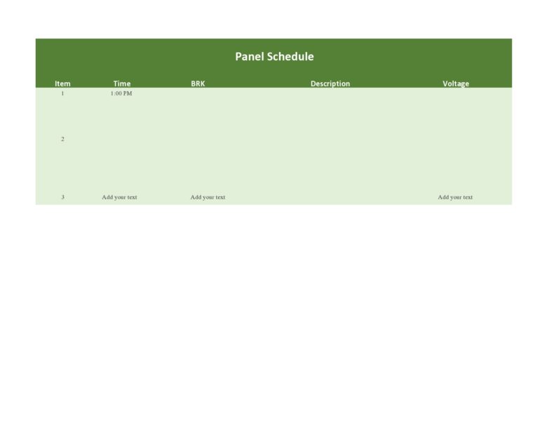 42 Fillable Panel Schedule Templates (Excel & Word) ᐅ TemplateLab