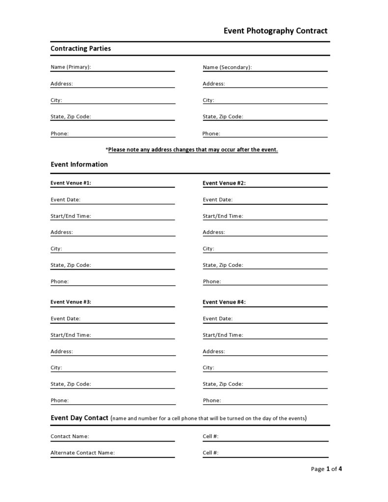 39 Simple Photography Contract Templates (Free) ᐅ TemplateLab