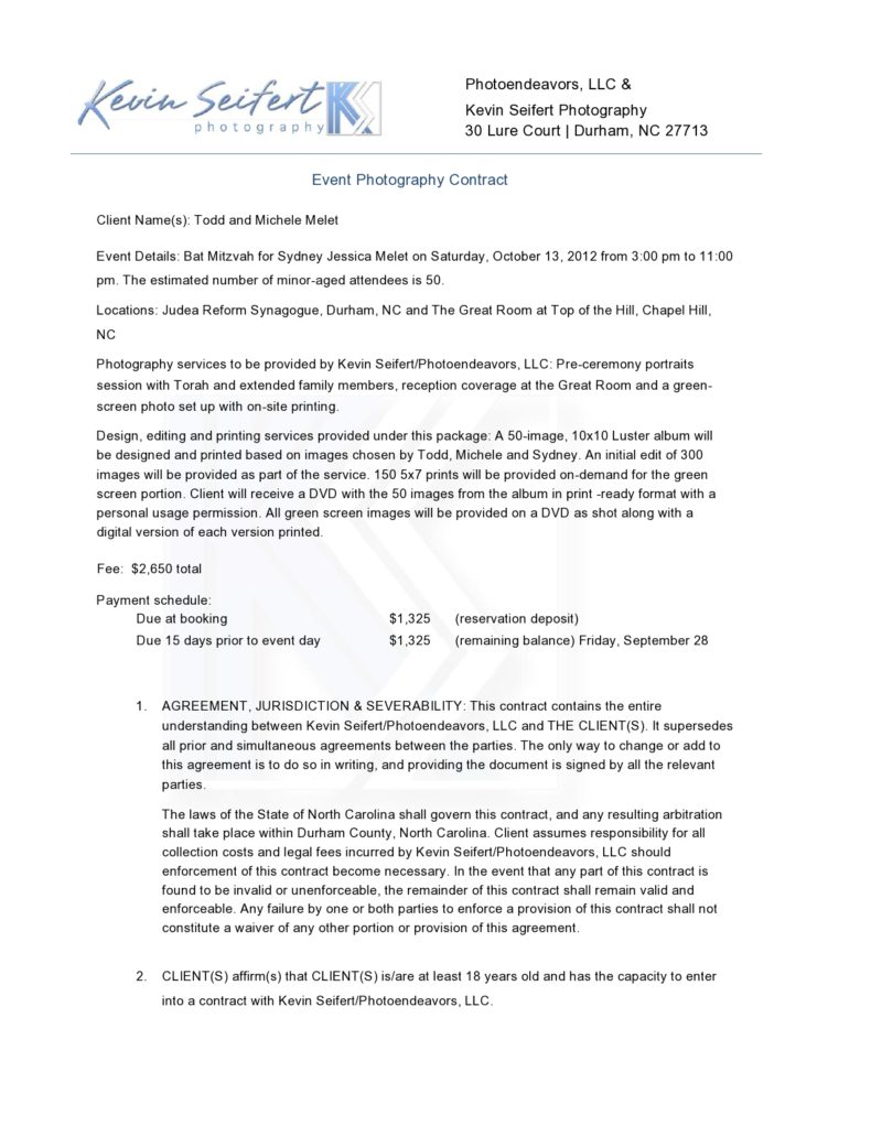 39 Simple Photography Contract Templates (Free) ᐅ TemplateLab