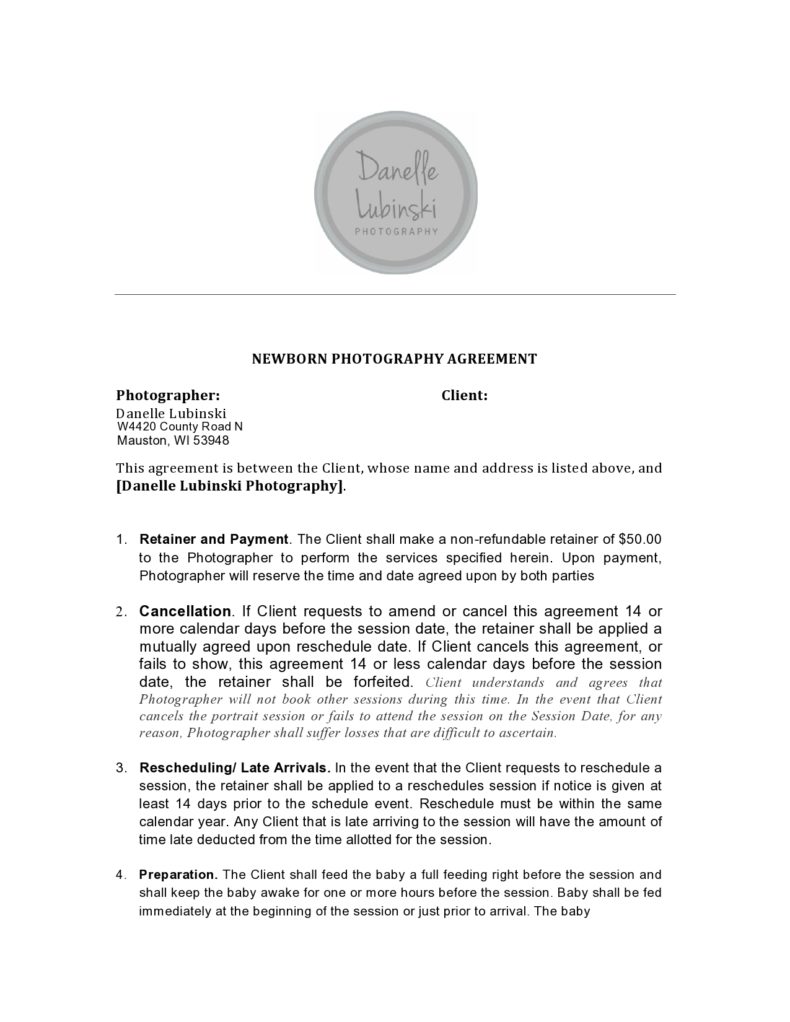 39 Simple Photography Contract Templates (Free) ᐅ TemplateLab