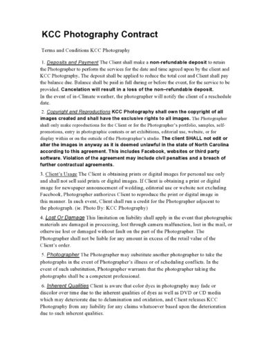 39 Simple Photography Contract Templates (Free) ᐅ TemplateLab