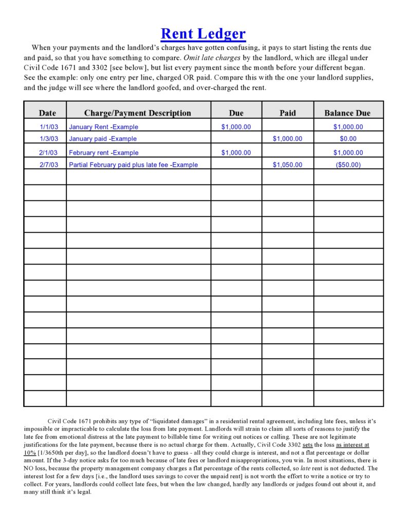 40 Printable Rental Ledger Templates (Lease Ledger)