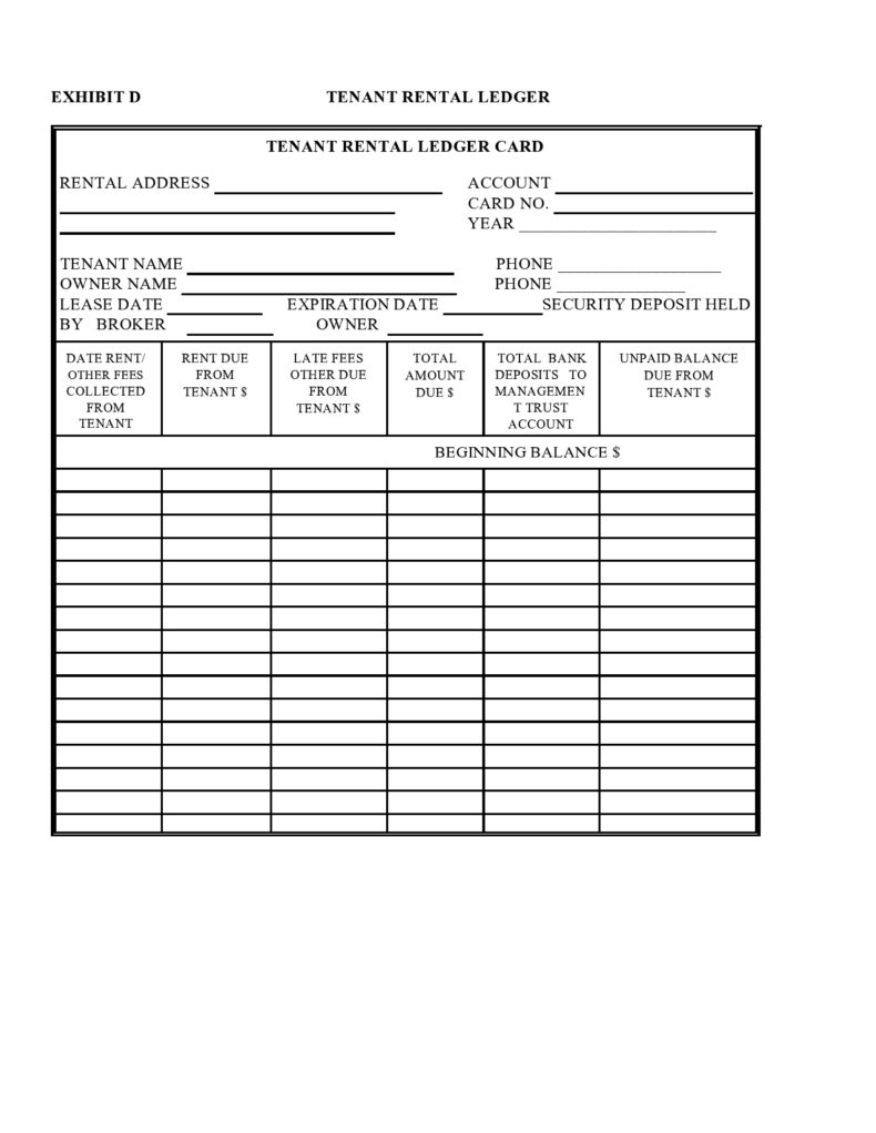 39 Printable Rental Ledger Templates (Lease Ledger)