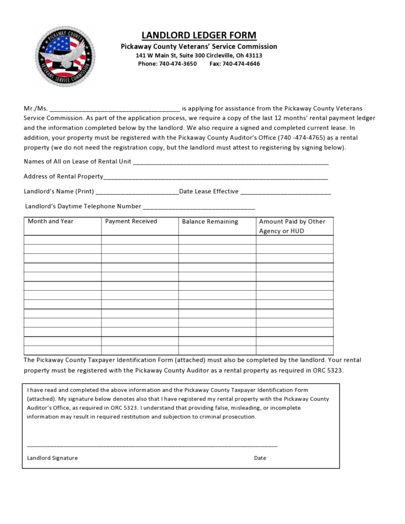 39 Printable Rental Ledger Templates (Lease Ledger)