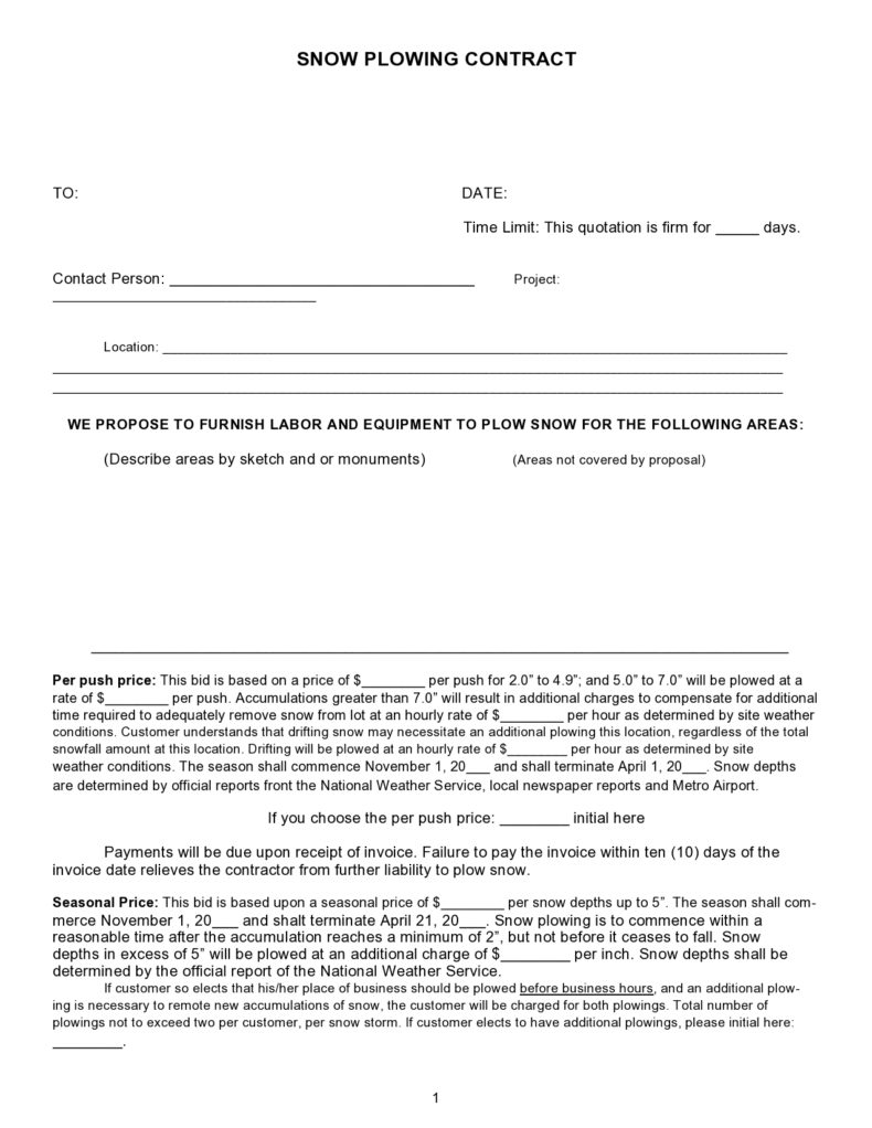 40 Professional Snow Removal Contracts (FREE) ᐅ TemplateLab