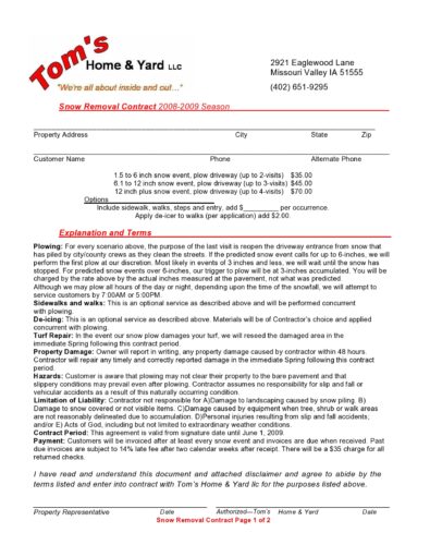 40 Professional Snow Removal Contracts (FREE) ᐅ TemplateLab