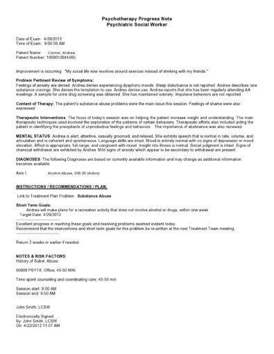 40 Free Therapy Notes Templates (Progress Notes) ᐅ TemplateLab