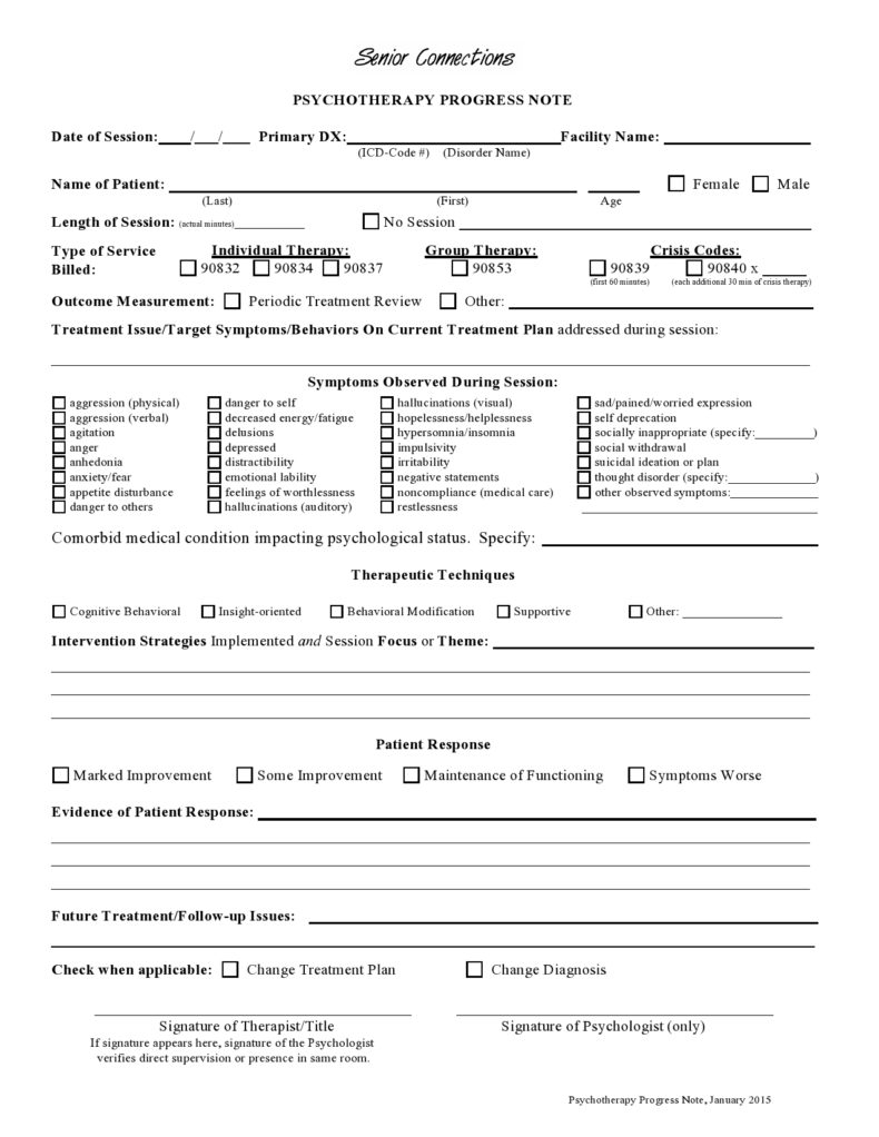 40 Free Therapy Notes Templates (Progress Notes) ᐅ TemplateLab