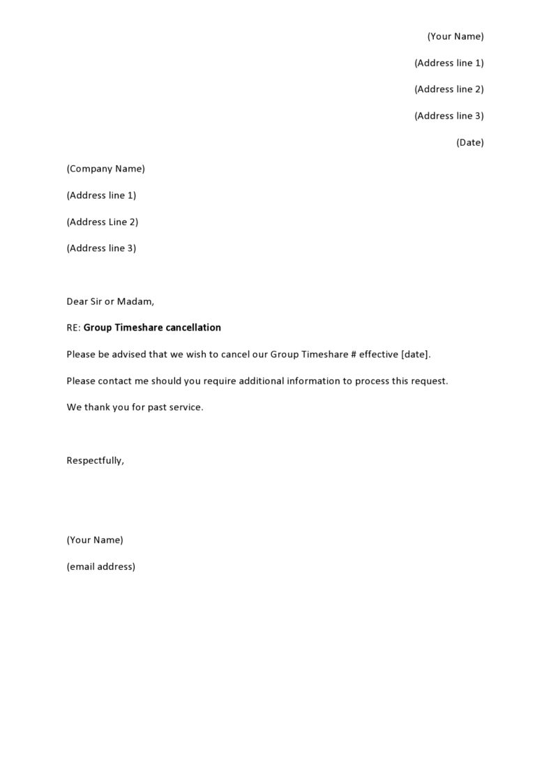 40 Timeshare Cancellation Letter Samples & Templates ᐅ TemplateLab