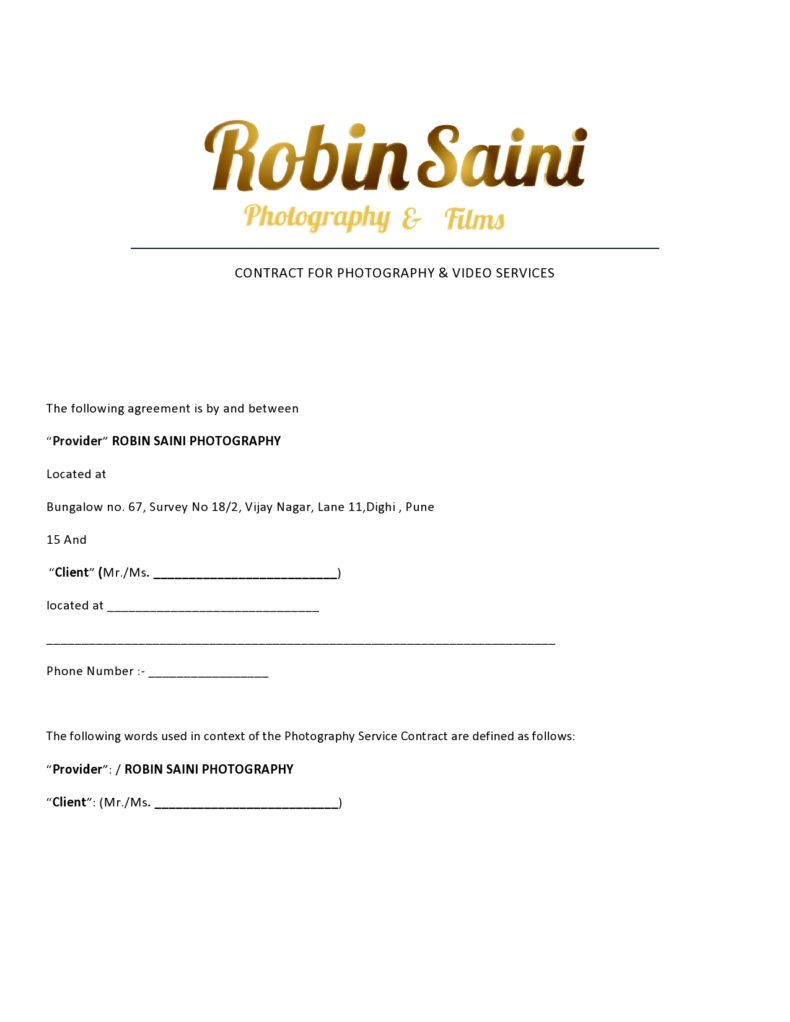 39 Simple Videography Contract Templates (FREE) ᐅ TemplateLab