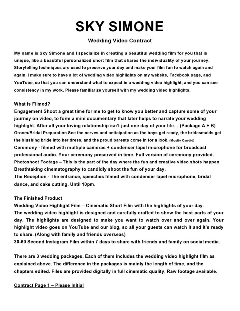 39 Simple Videography Contract Templates (FREE) ᐅ TemplateLab