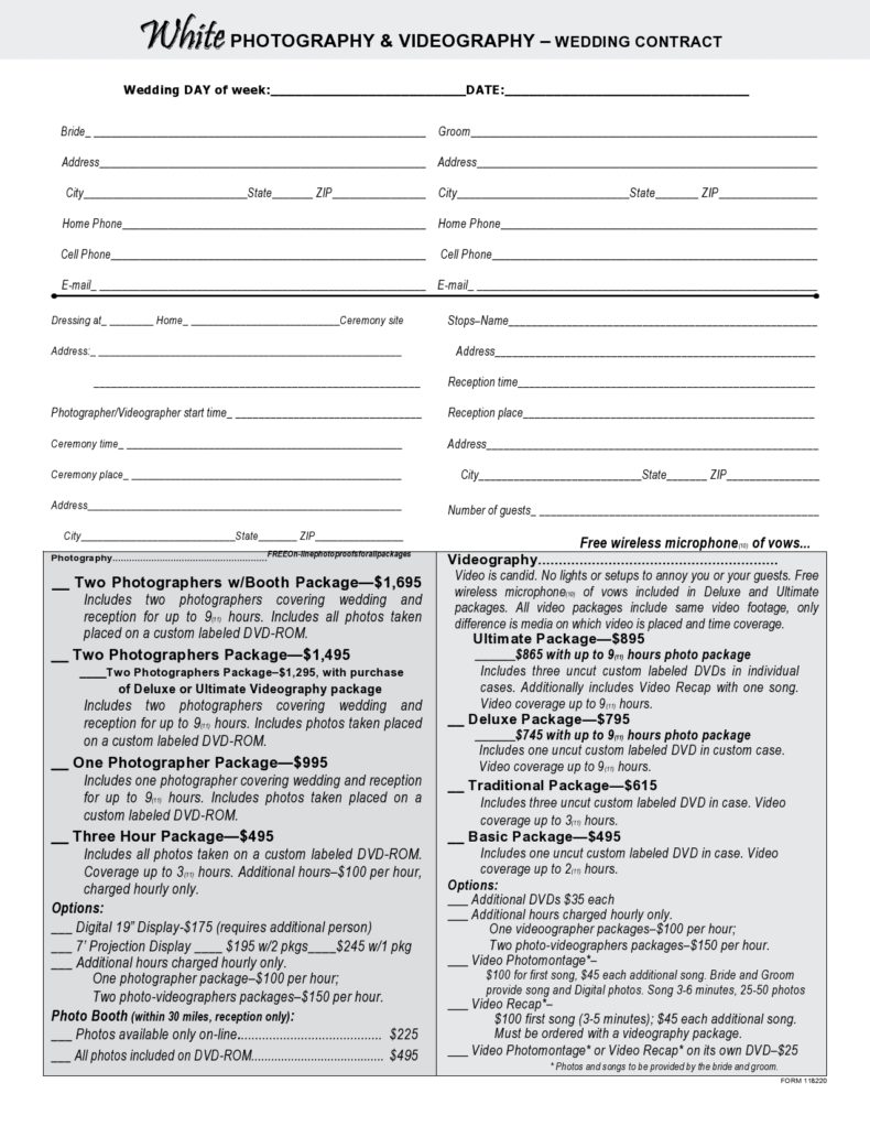 39 Simple Videography Contract Templates (FREE) ᐅ TemplateLab