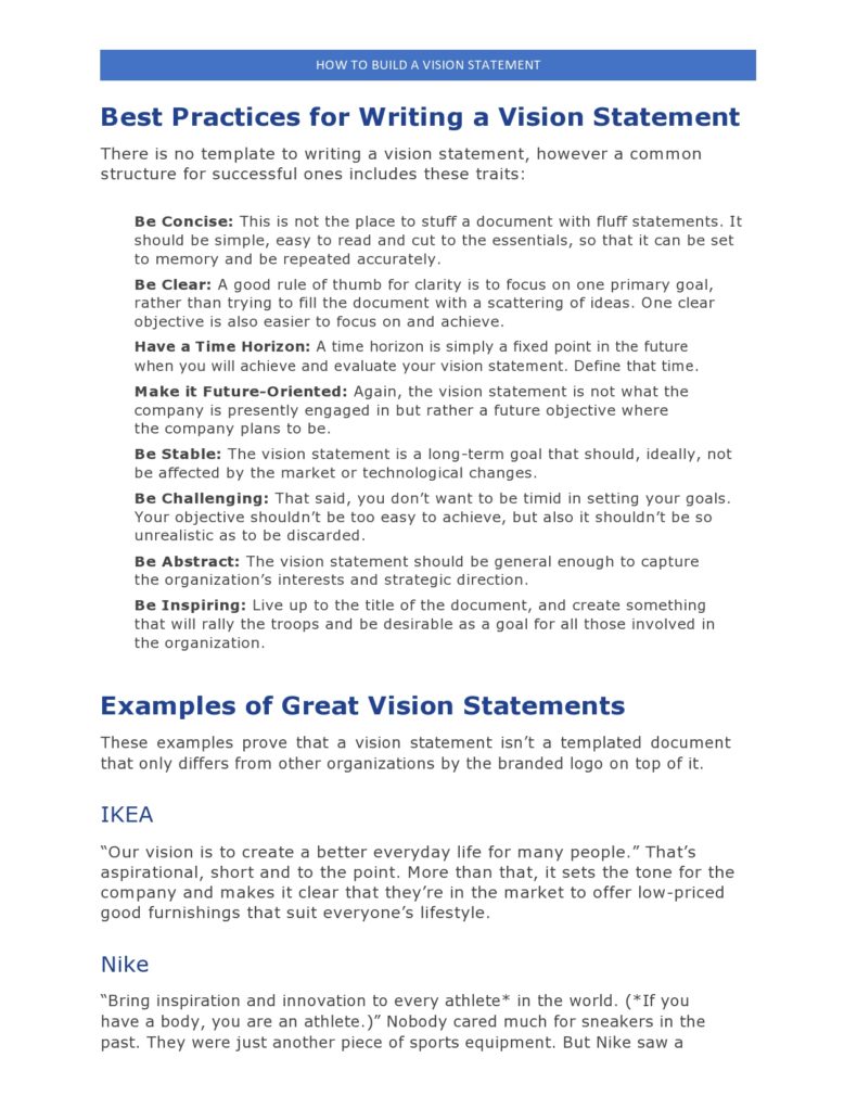 40 Best Vision Statement Templates (+Examples) ᐅ TemplateLab