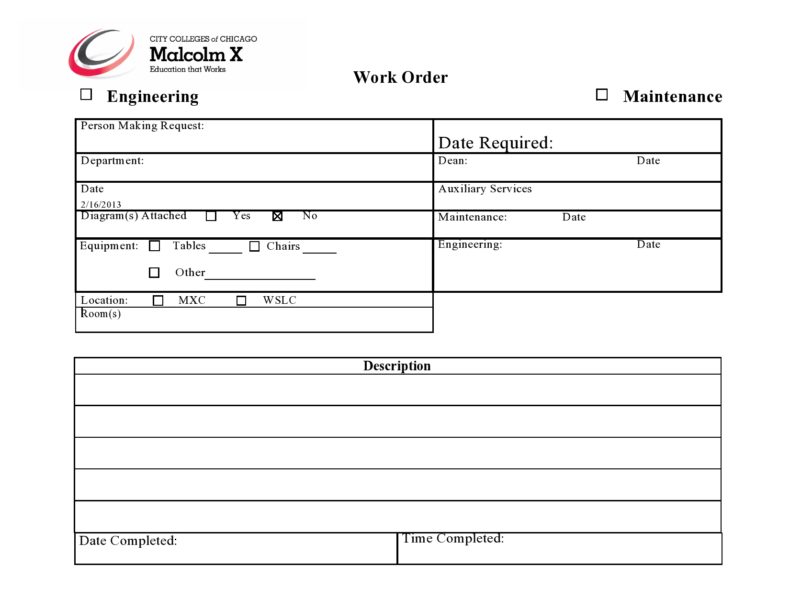 52 Printable Work Order Templates (Excel, Word, PDF)