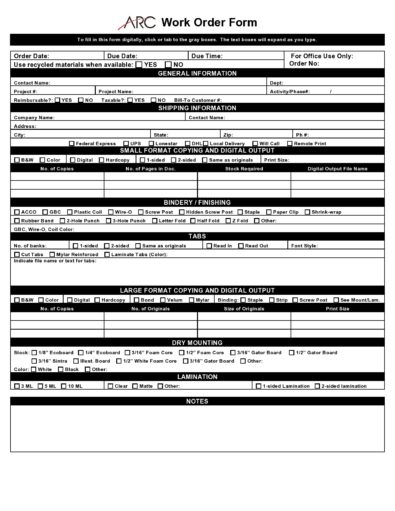 52 Printable Work Order Templates (Excel, Word, PDF)