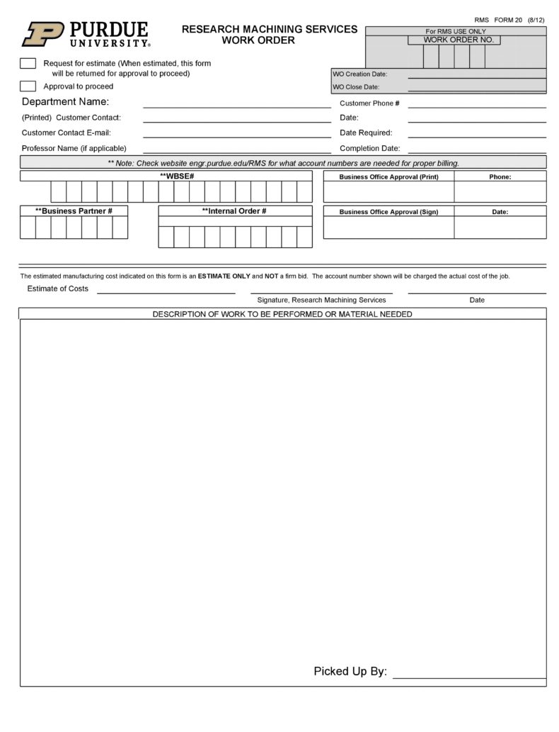 52 Printable Work Order Templates (Excel, Word, PDF)